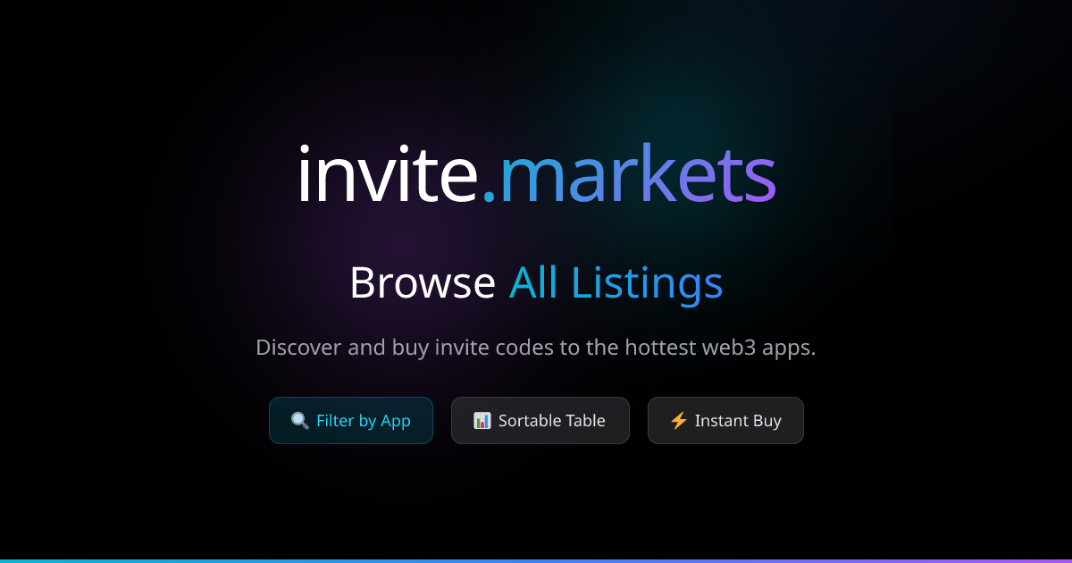 All Listings | invite.markets | invite.markets